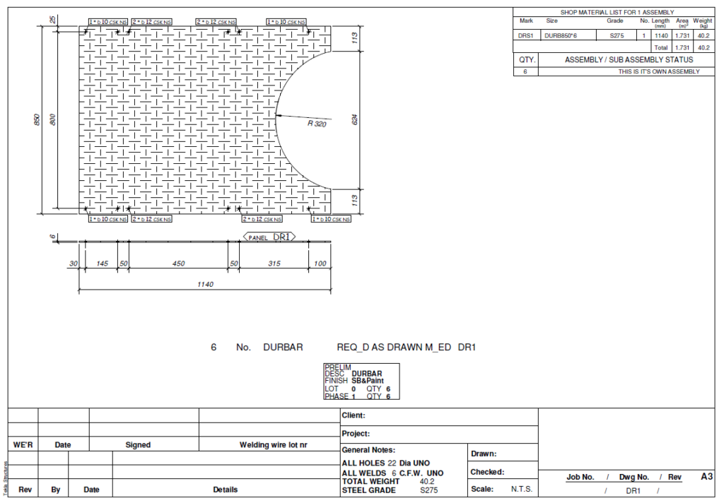 sample_DR1_durbar - Providing steel detailing uk services